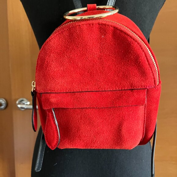 Zara | Bags | Zara Mini Backpack In Red Suede Nwt | Poshmark